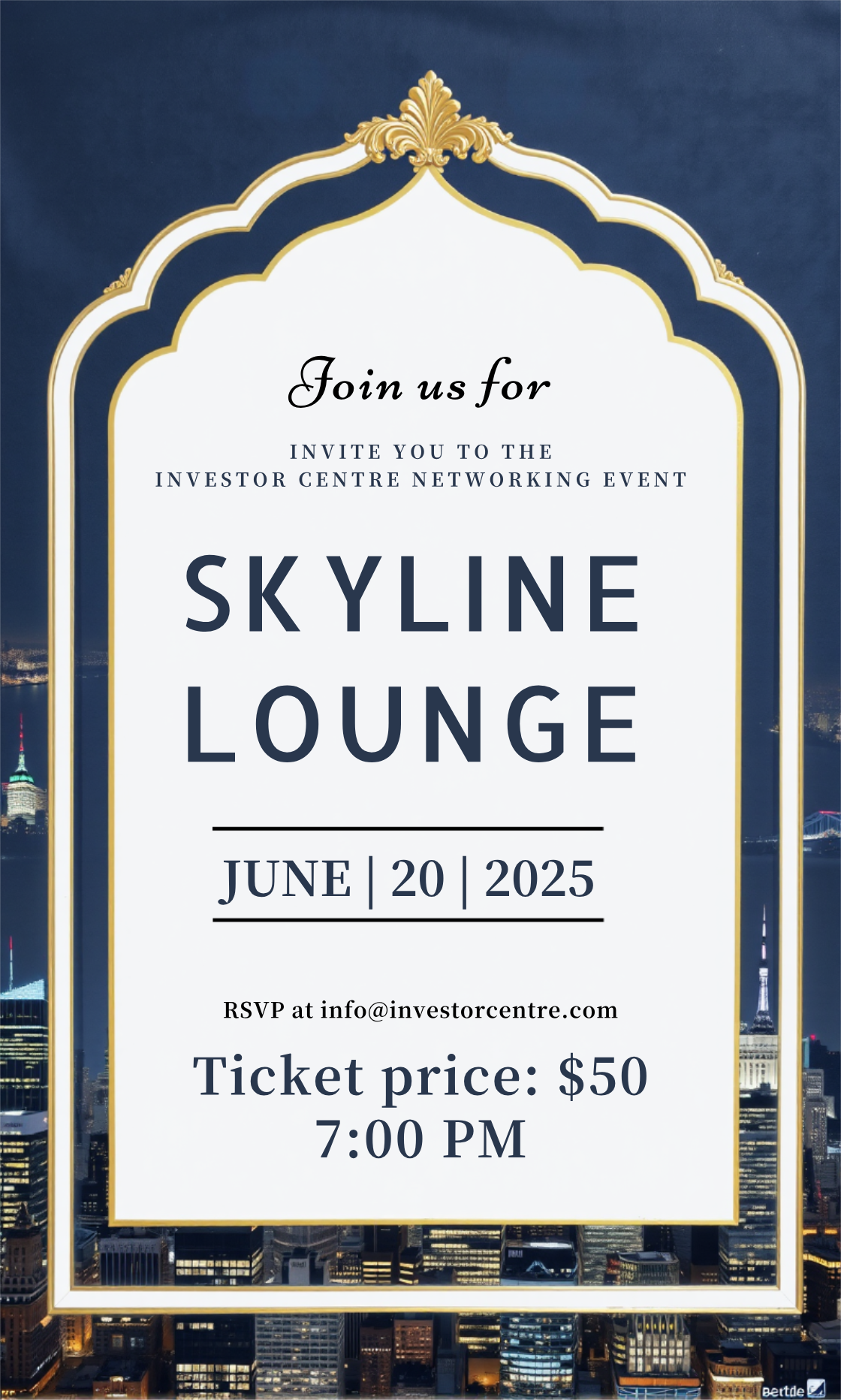 Investor Centre Networking Event Invitation Template - AI Designs by ...