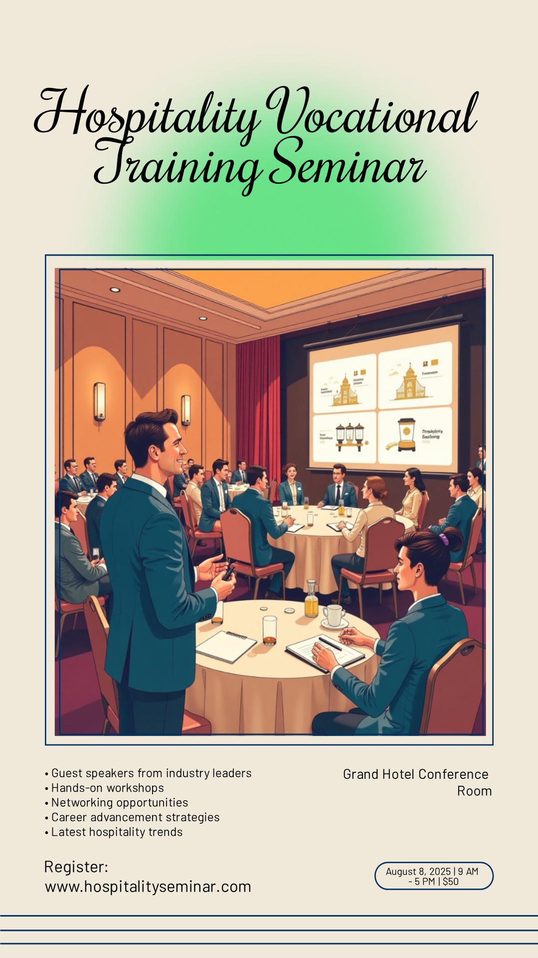 Hospitality Vocational Training Seminar Poster Template - AI Designs by ...