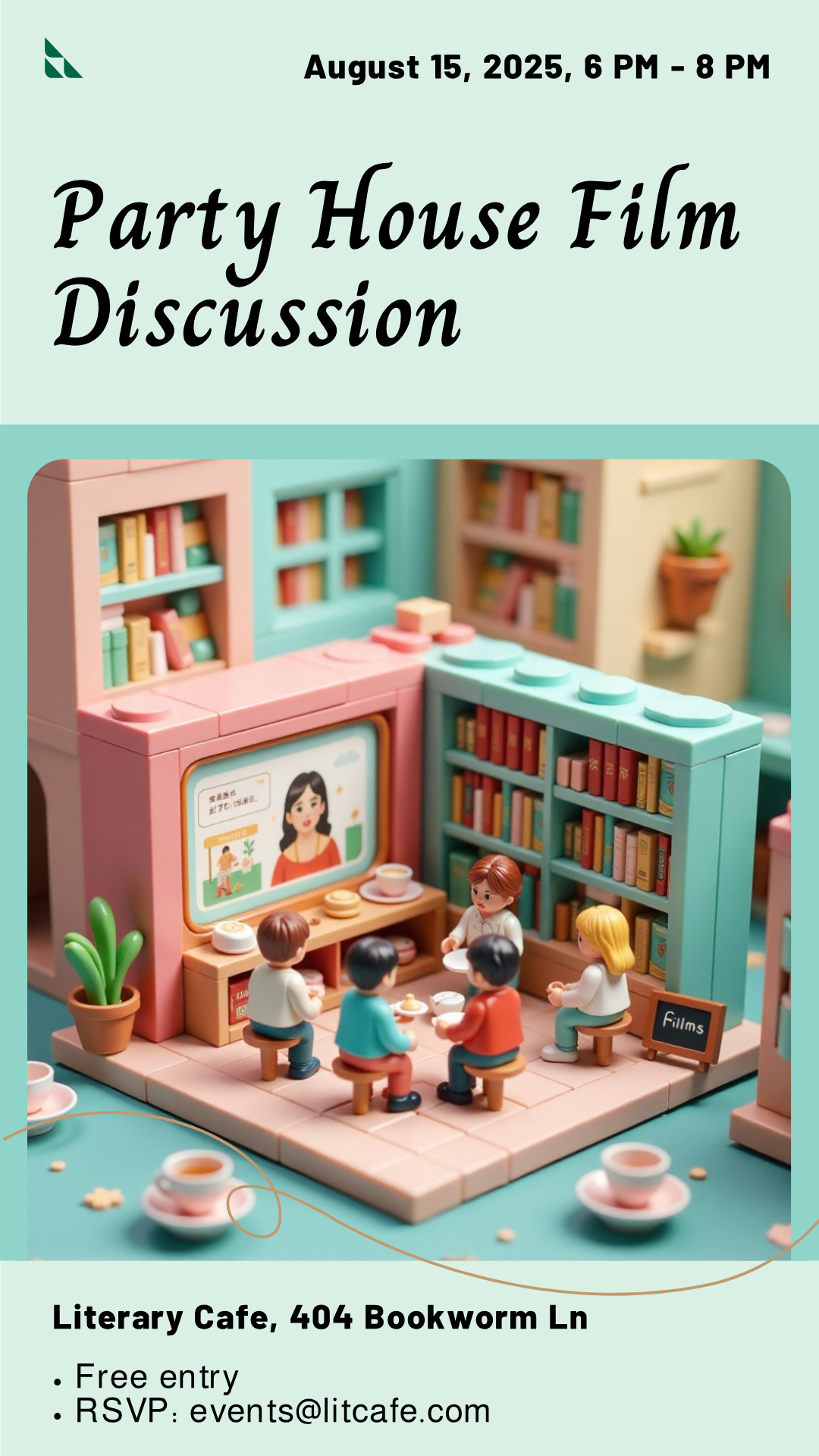 Party House Film Discussion Poster Template - AI Designs by MolyPix.AI