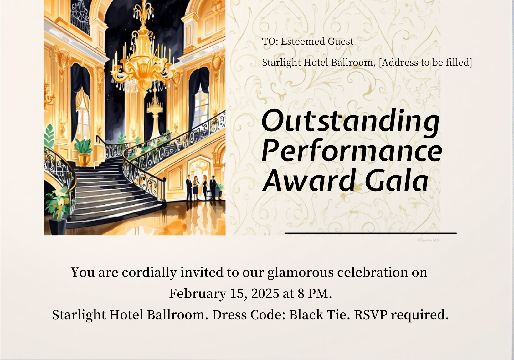 Outstanding Performance Award Gala Postcard Template - AI Designs by ...