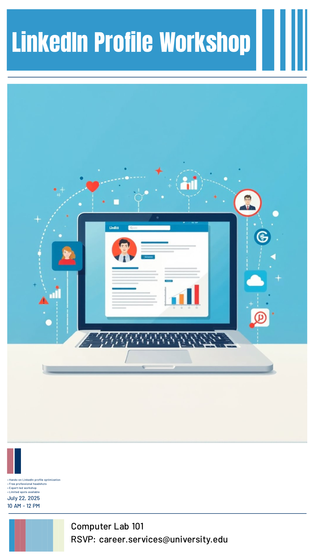 Graduate Career Services LinkedIn Workshop Poster Template - AI Designs ...