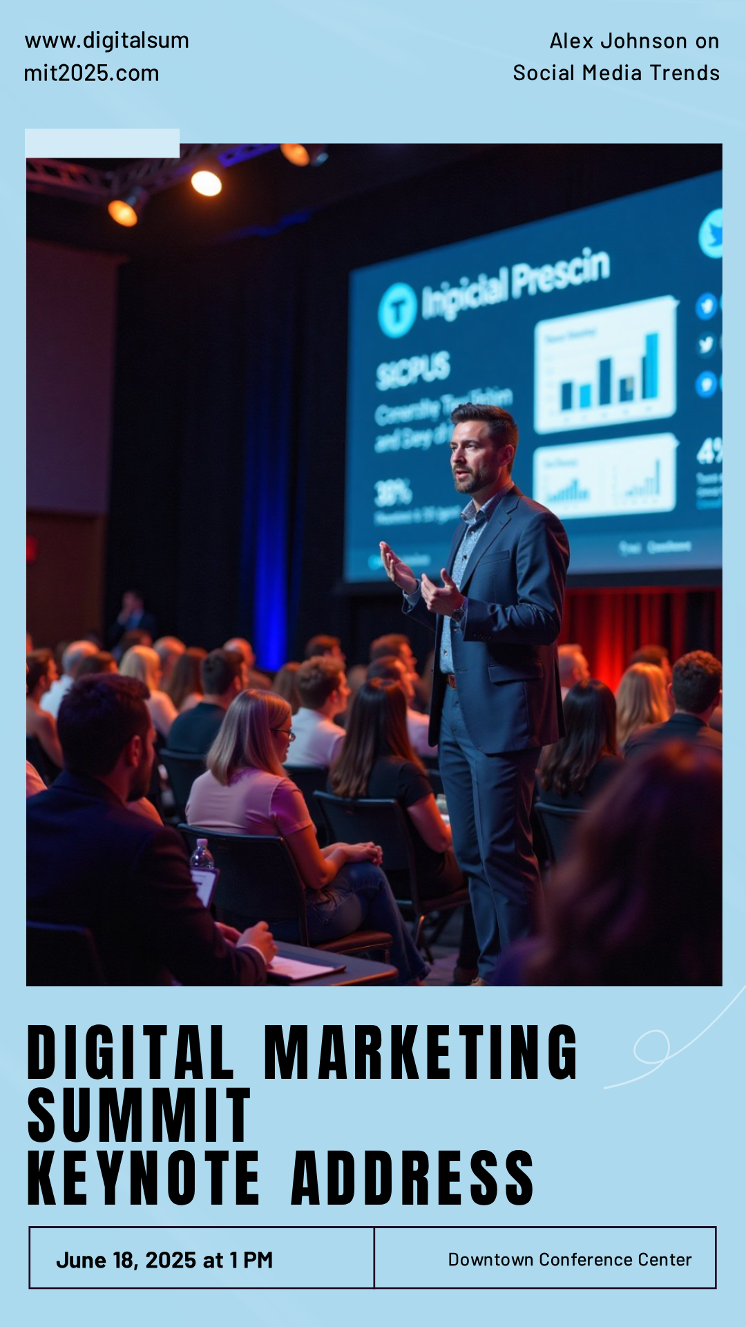 Digital Marketing Conference Keynote Speech Poster Template - AI ...