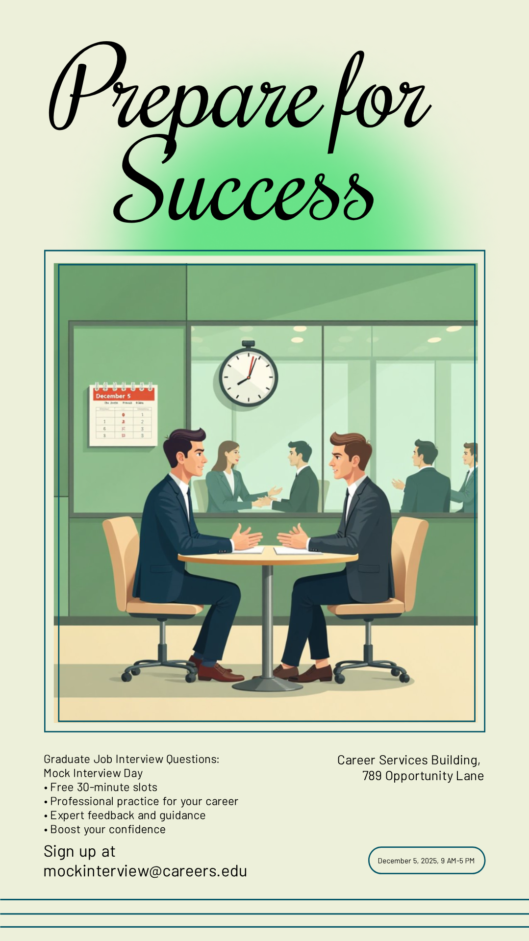Mock Graduate Job Interview Questions Poster Template - AI Designs by ...
