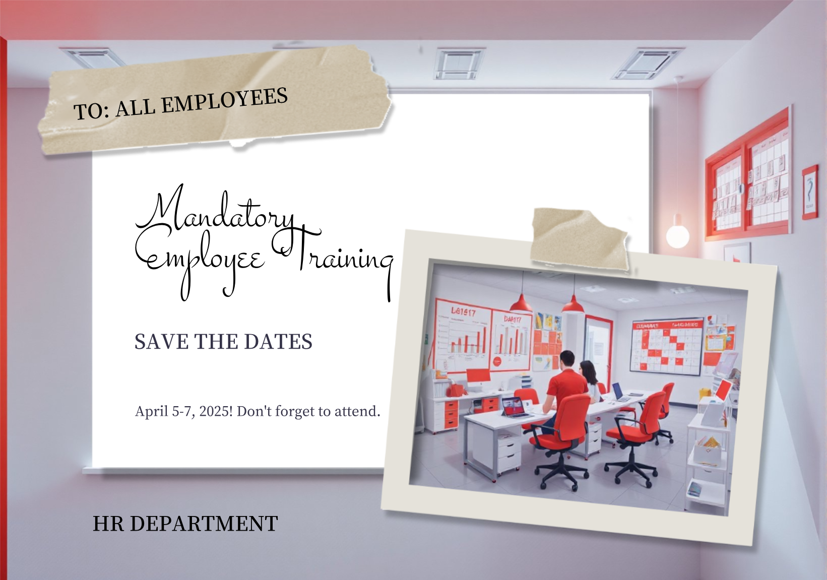 Mandatory Employee Training Programs Postcard Template - AI Designs by MolyPix.AI