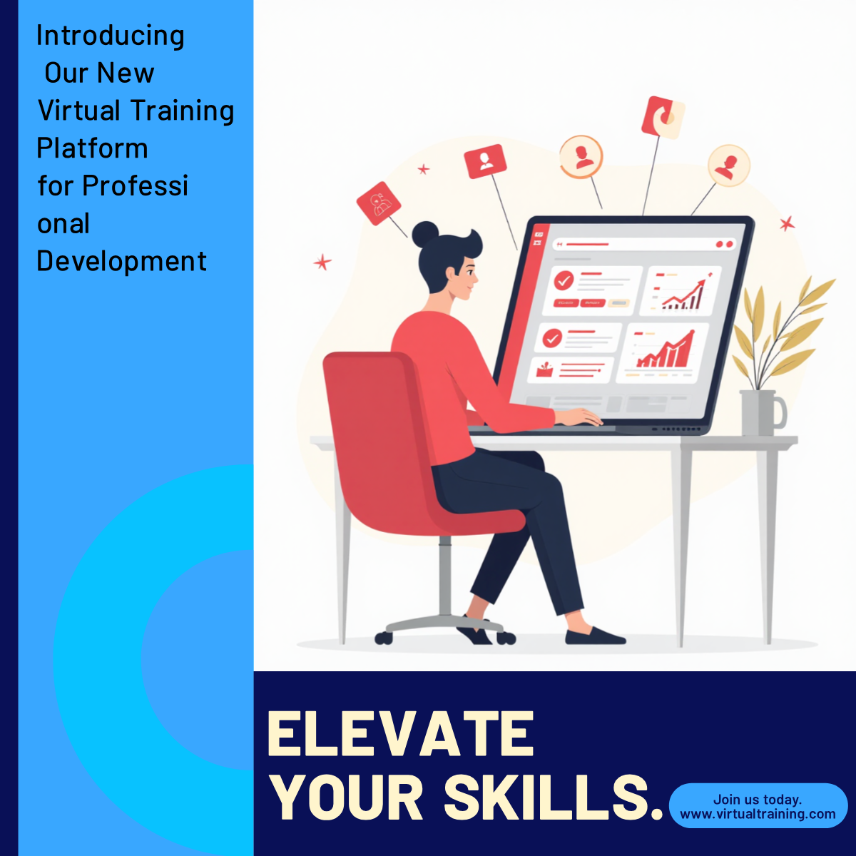 New Virtual Training Platform LinkedIn Post Template - AI Designs by MolyPix.AI