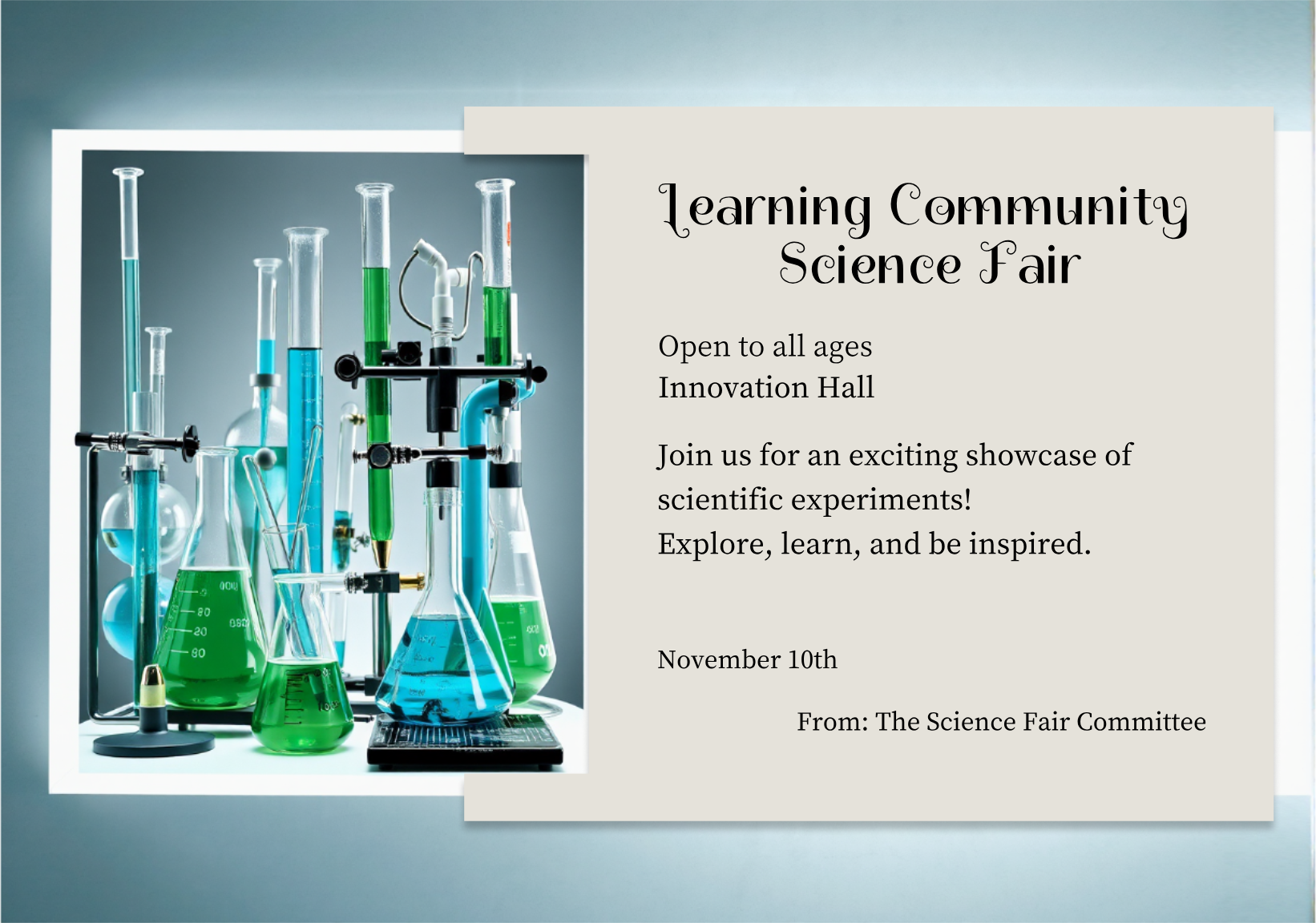 Learning Community Science Fair Postcard Template - AI Designs by ...