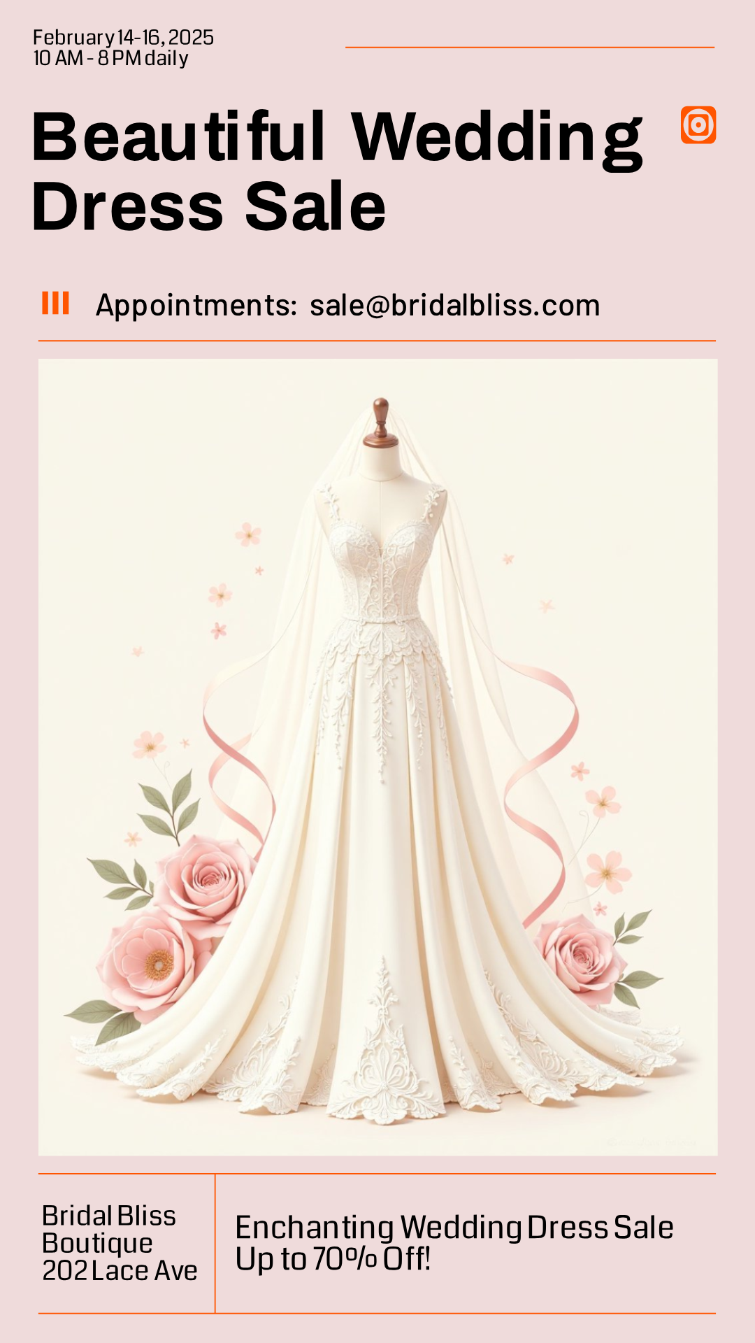 Beautiful Wedding Dress Sale Poster Template - AI Designs by MolyPix.AI