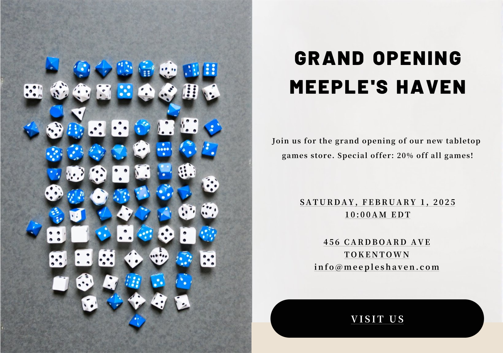Tabletop Games Store Opening Postcard Template - AI Designs by MolyPix.AI