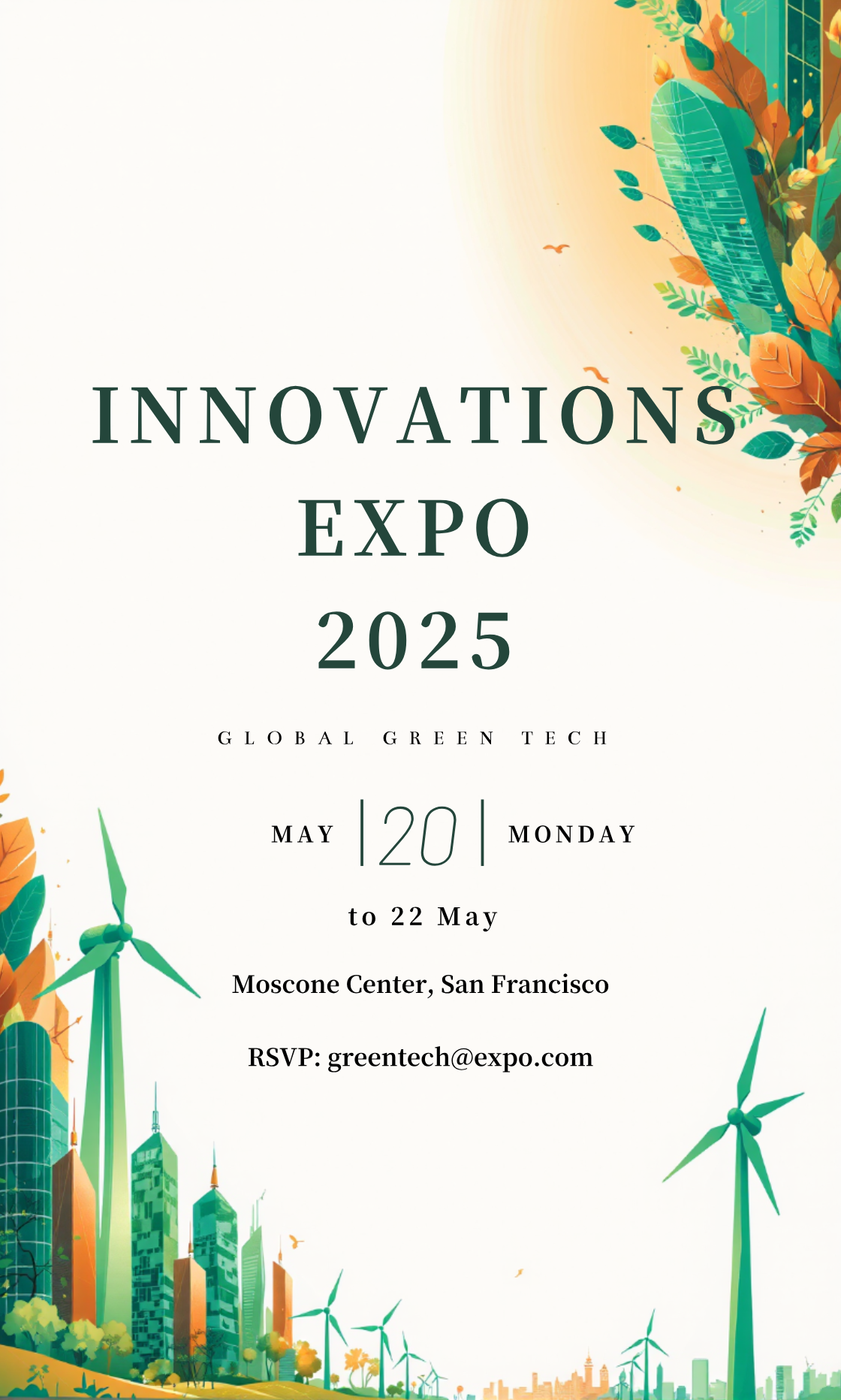 Green Innovations Global Tech Exhibitions Invitation Template - AI ...