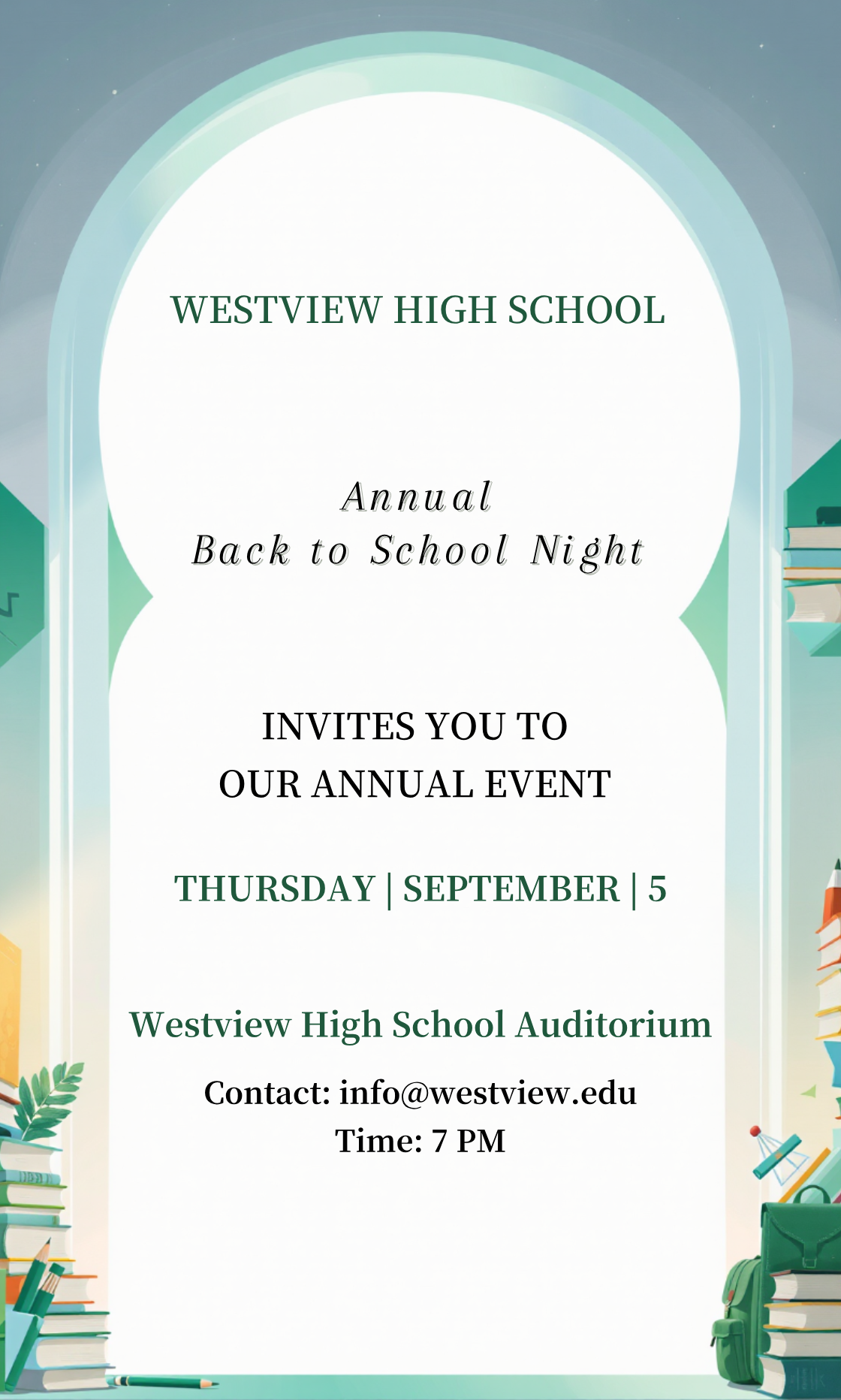 Annual Back to School Night Invitation Template - AI Designs by MolyPix.AI