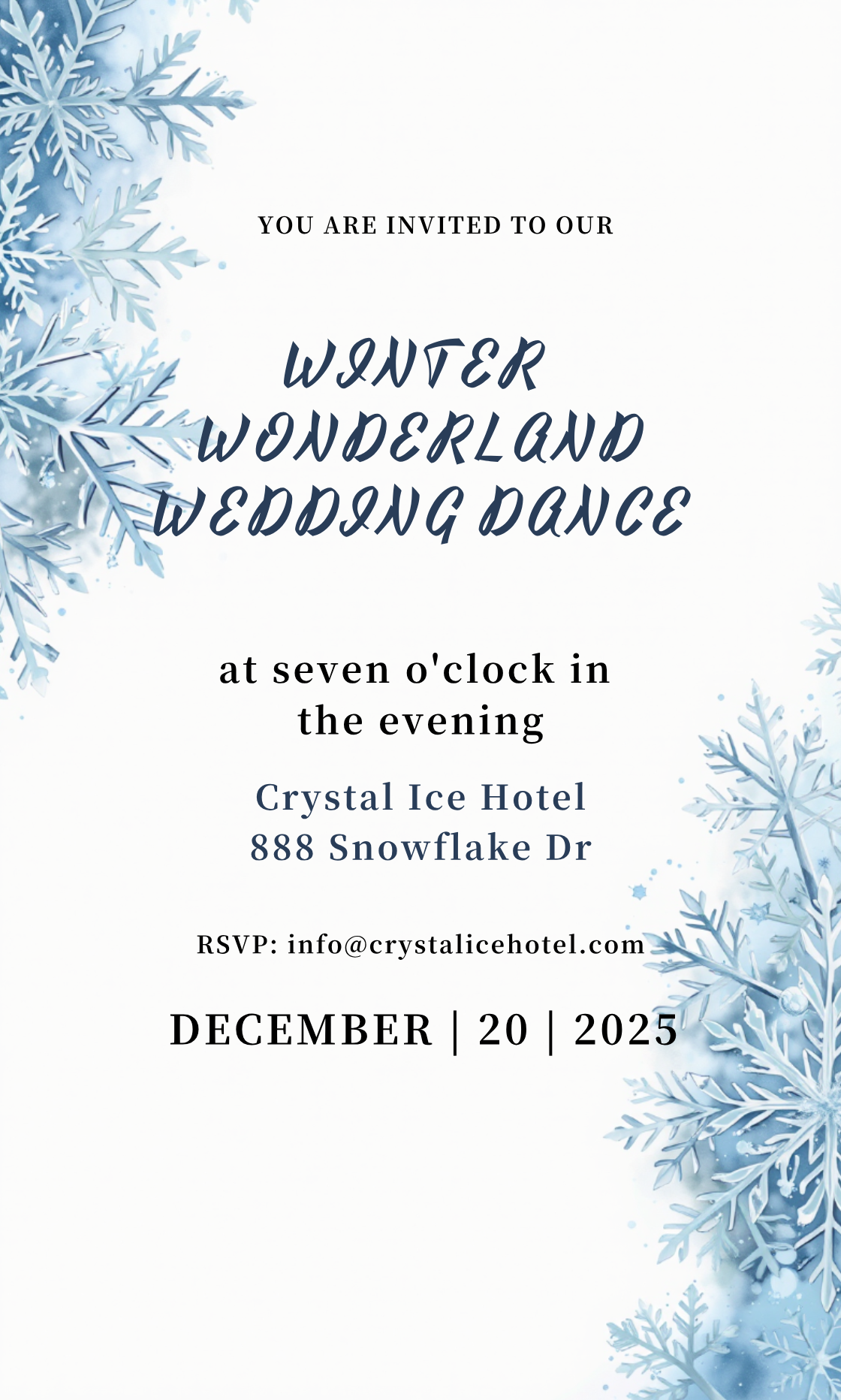 Winter Wonderland Wedding Dance Invitation Template - AI Designs by ...