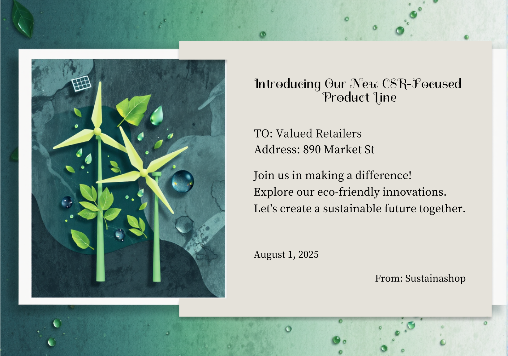 CSR-Focused Product Line Launch Postcard Template - AI Designs by ...