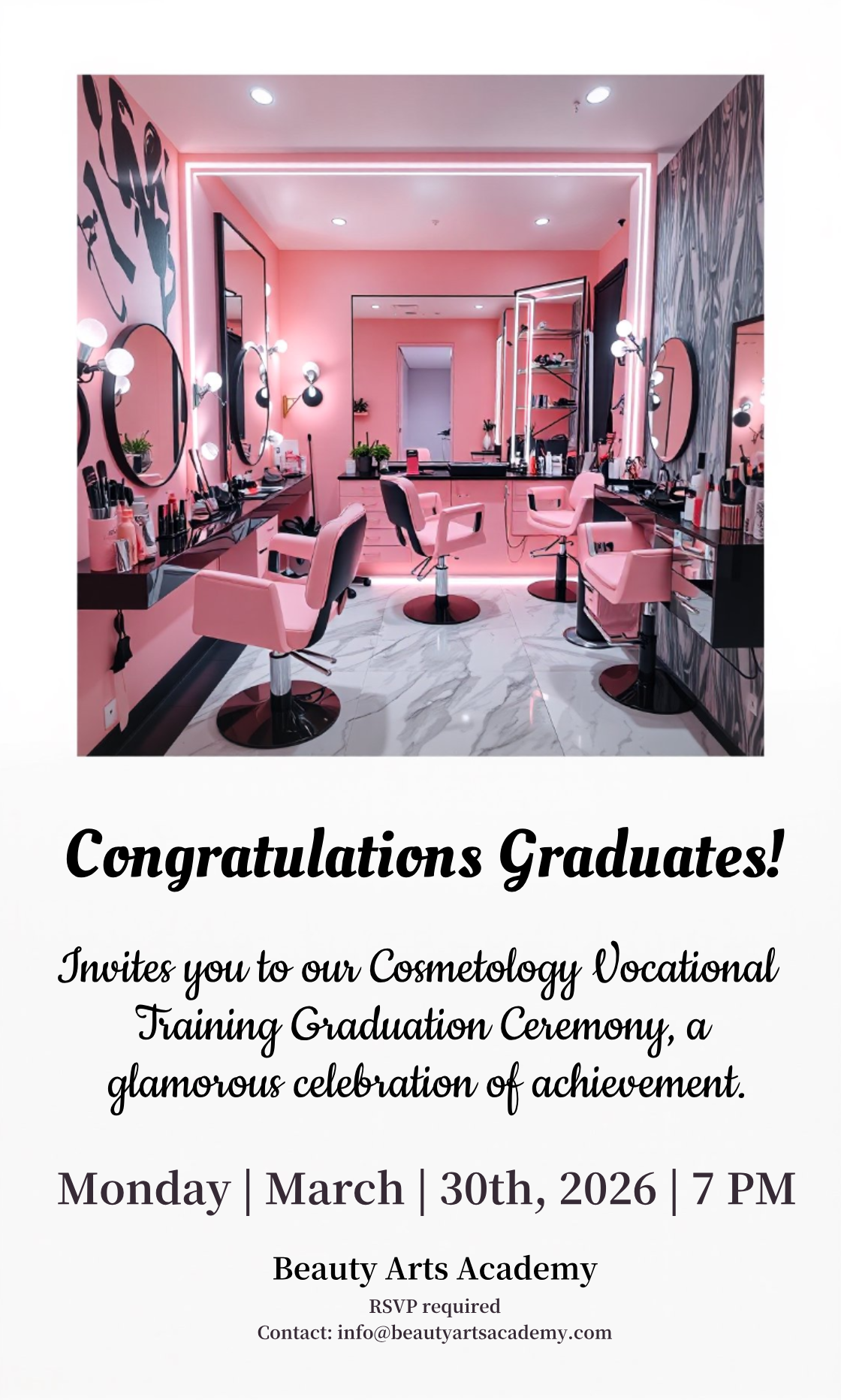 Cosmetology Vocational Training Programs Graduation Invitation Template ...