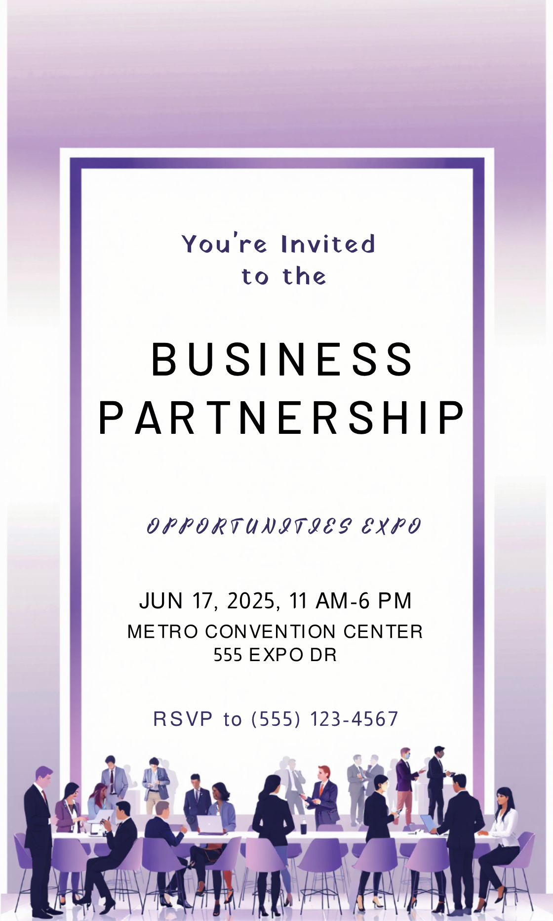 Purple Silver Flat Illustration Business Partnership Opportunities Expo ...
