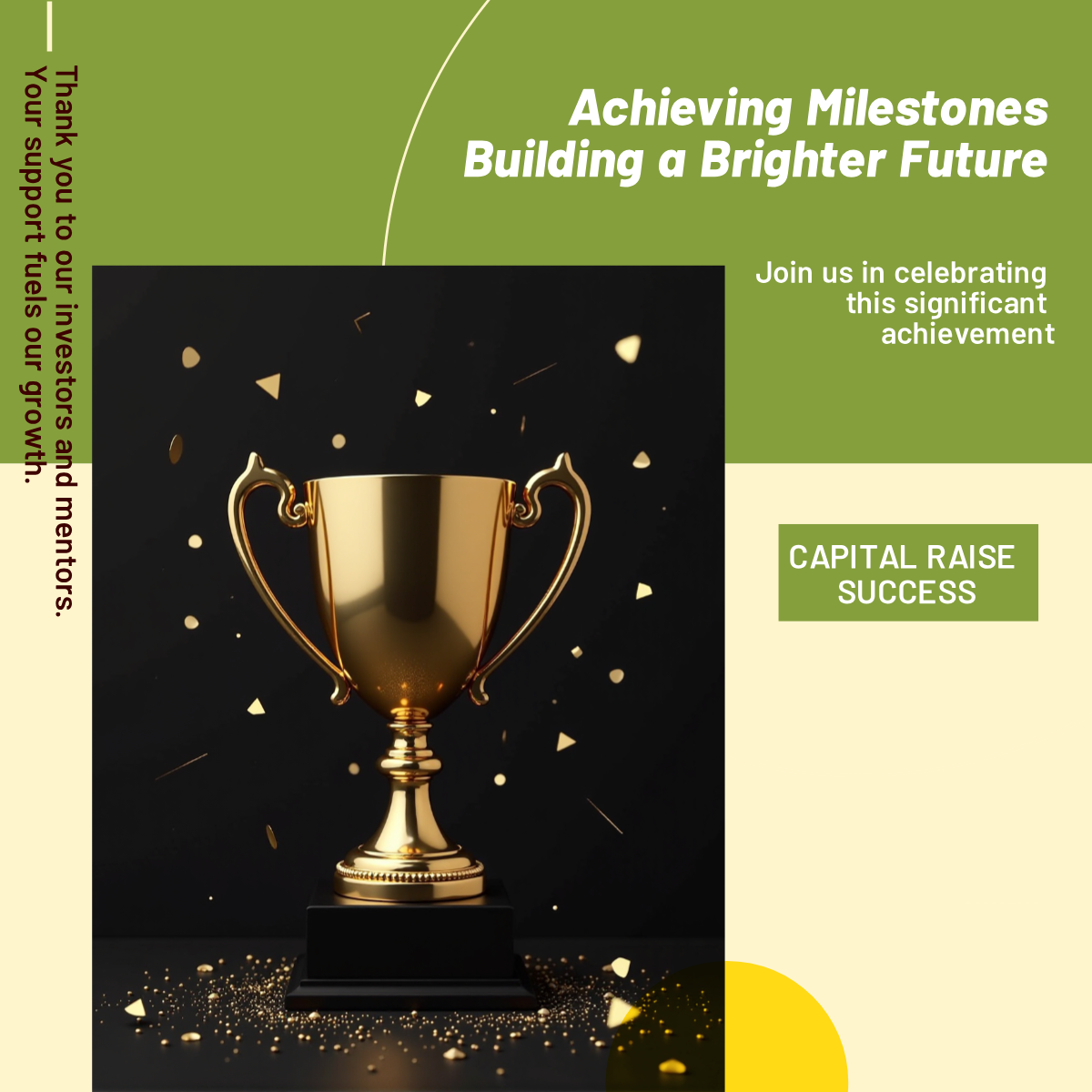 Milestone Capital Raise Celebration LinkedIn Post Template - AI Designs ...