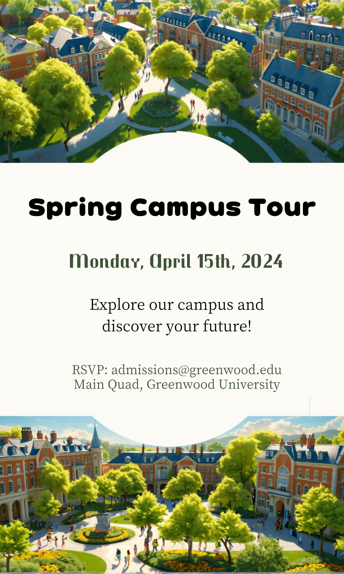 Spring Campus Tour Invitation Template - AI Designs by MolyPix.AI