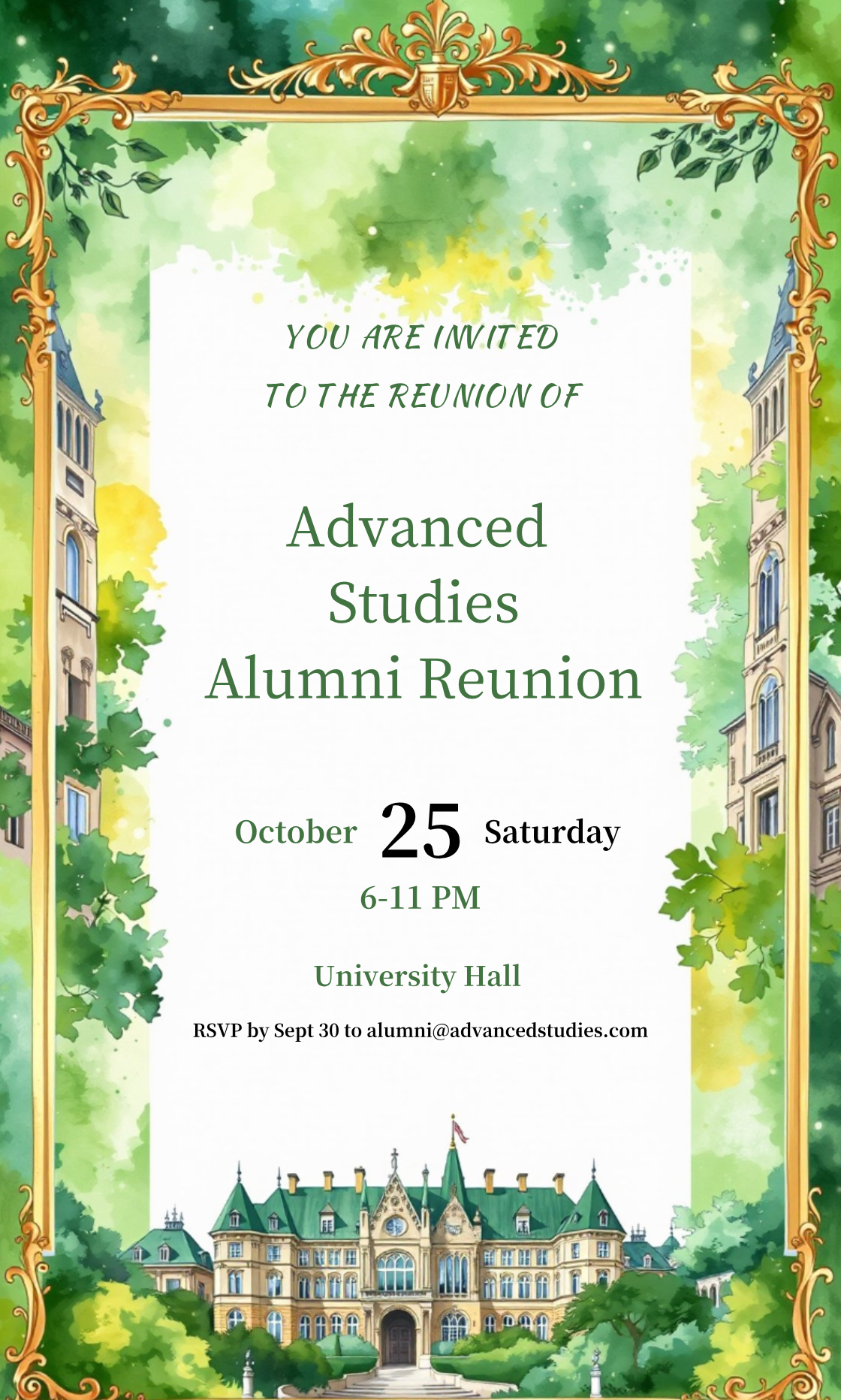 Advanced Studies Alumni Reunion Invitation Template - AI Designs by ...