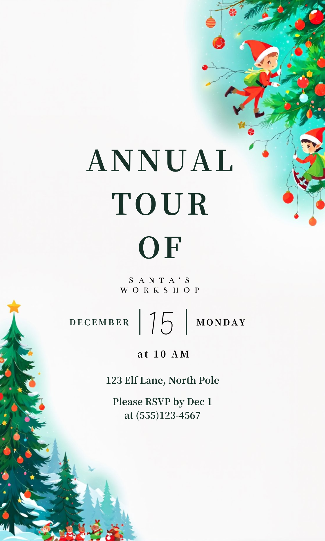 Annual Santa's Workshop Tour Invitation Template - AI Designs by MolyPix.AI