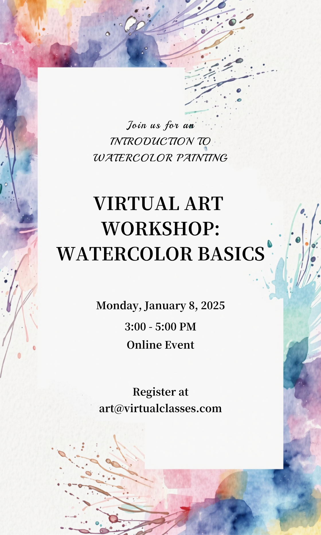 Virtual Art Workshop Invitation Template - AI Designs by MolyPix.AI