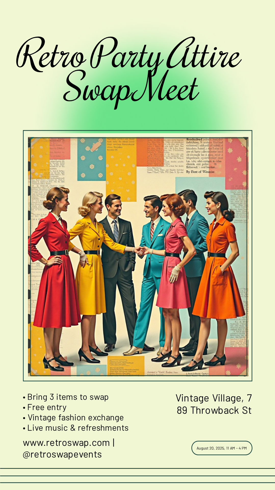 Retro Party Attire Swap Poster Template - AI Designs by MolyPix.AI