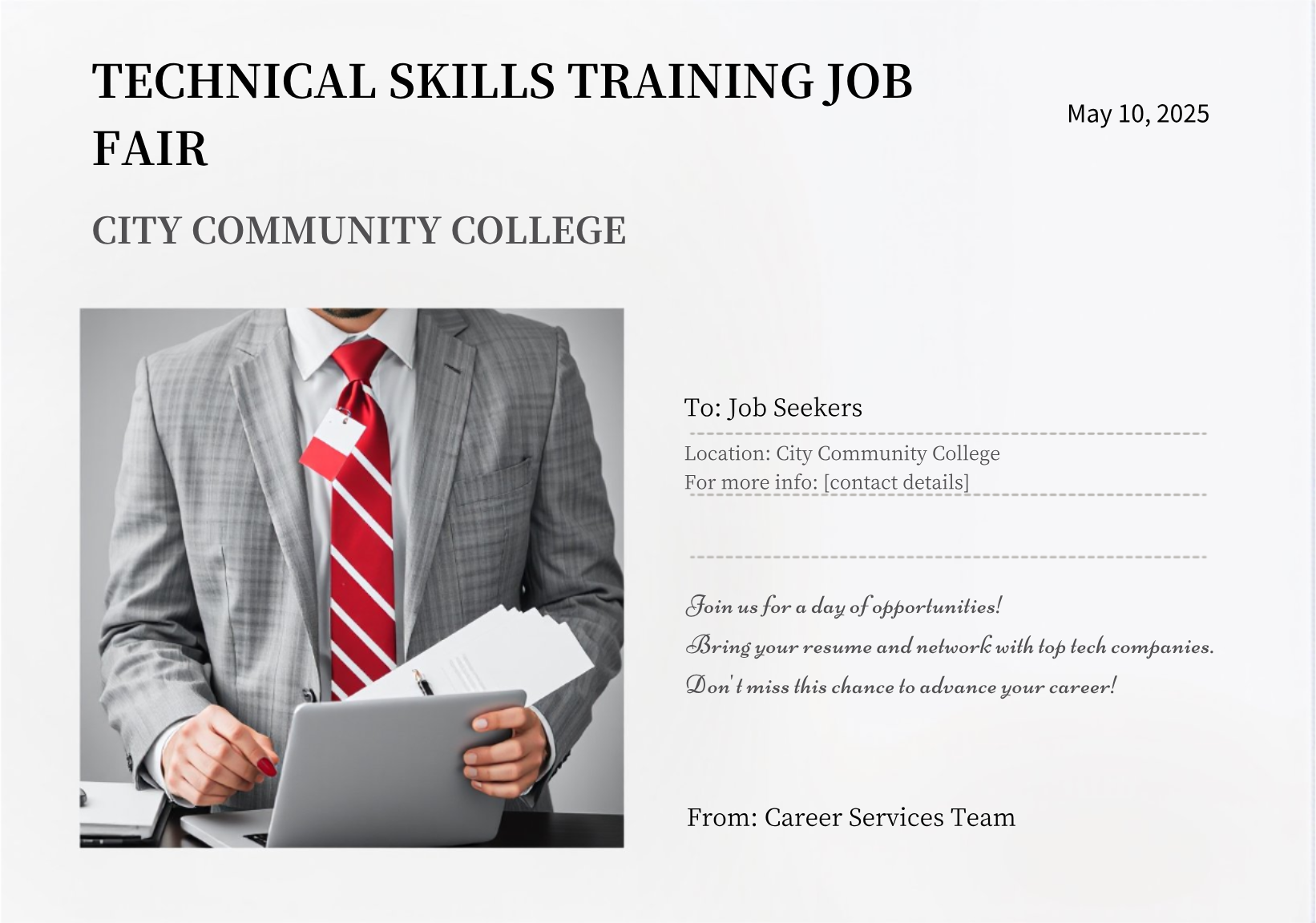 Technical Skills Training Job Fair Postcard Template - AI Designs by ...