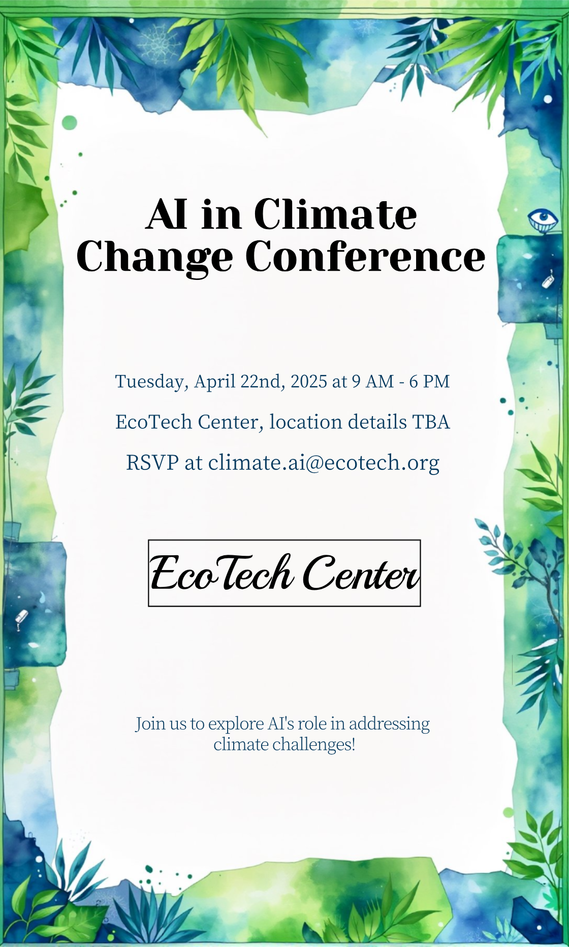 AI in Climate Change Conference Invitation Template - AI Designs by ...