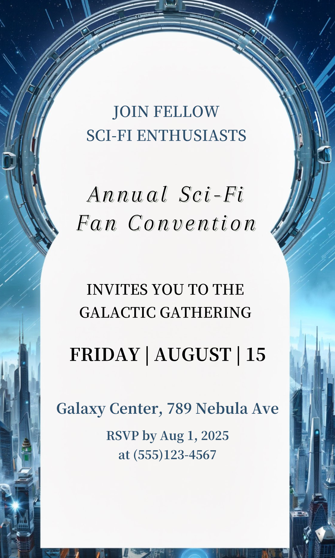 Annual Sci-Fi Fan Community Convention Invitation Template - AI Designs ...