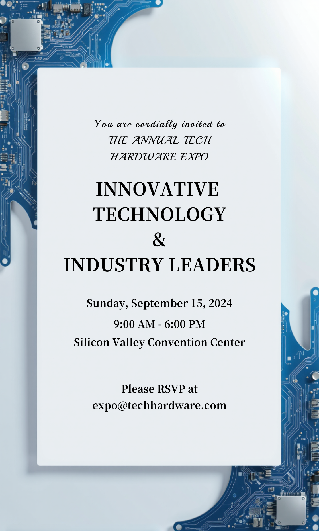 Blue Silver Cute Anime Annual Tech Hardware Exhibitions Invitation