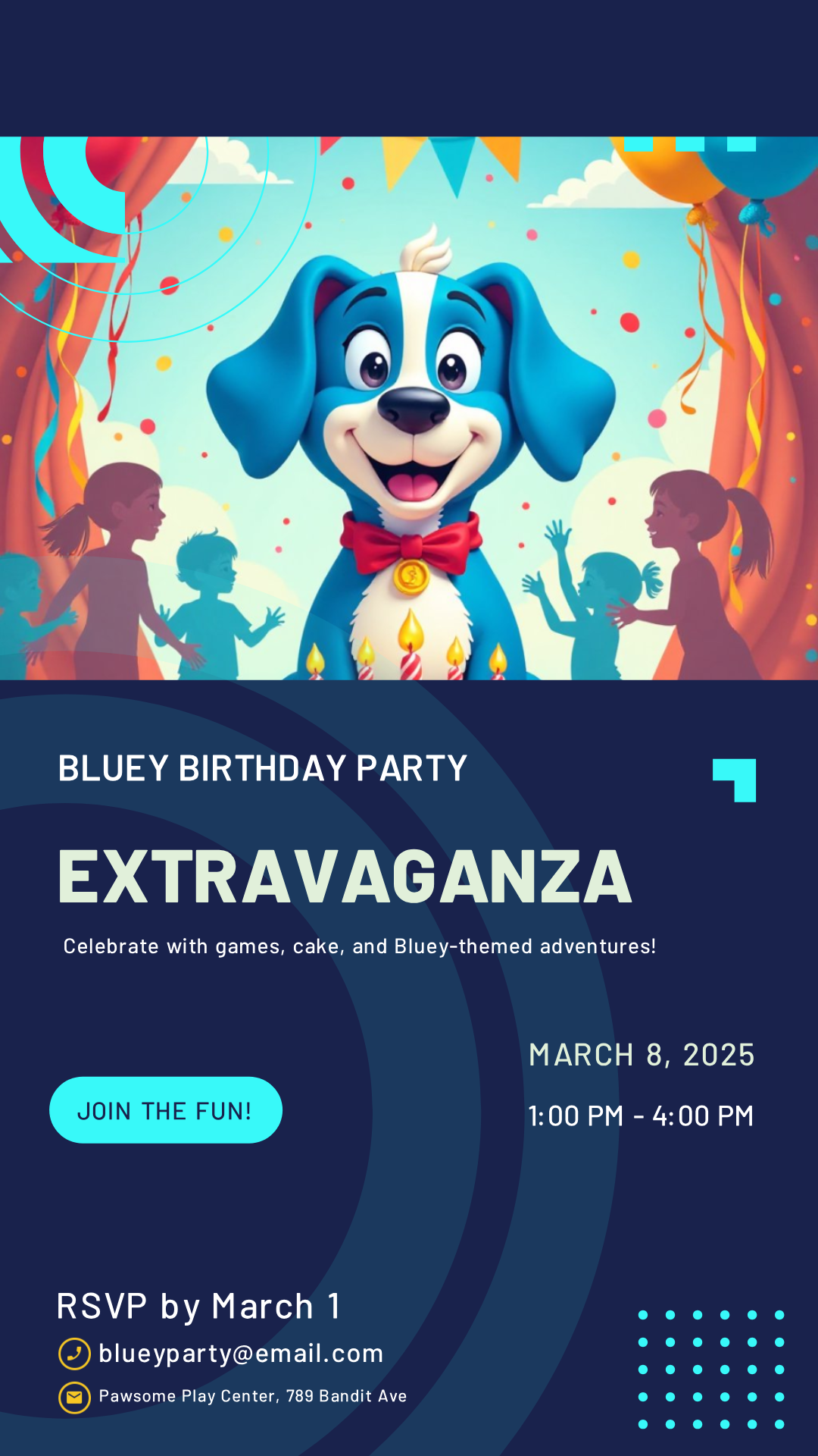 Bluey Birthday Party Extravaganza Poster Template - AI Designs by ...