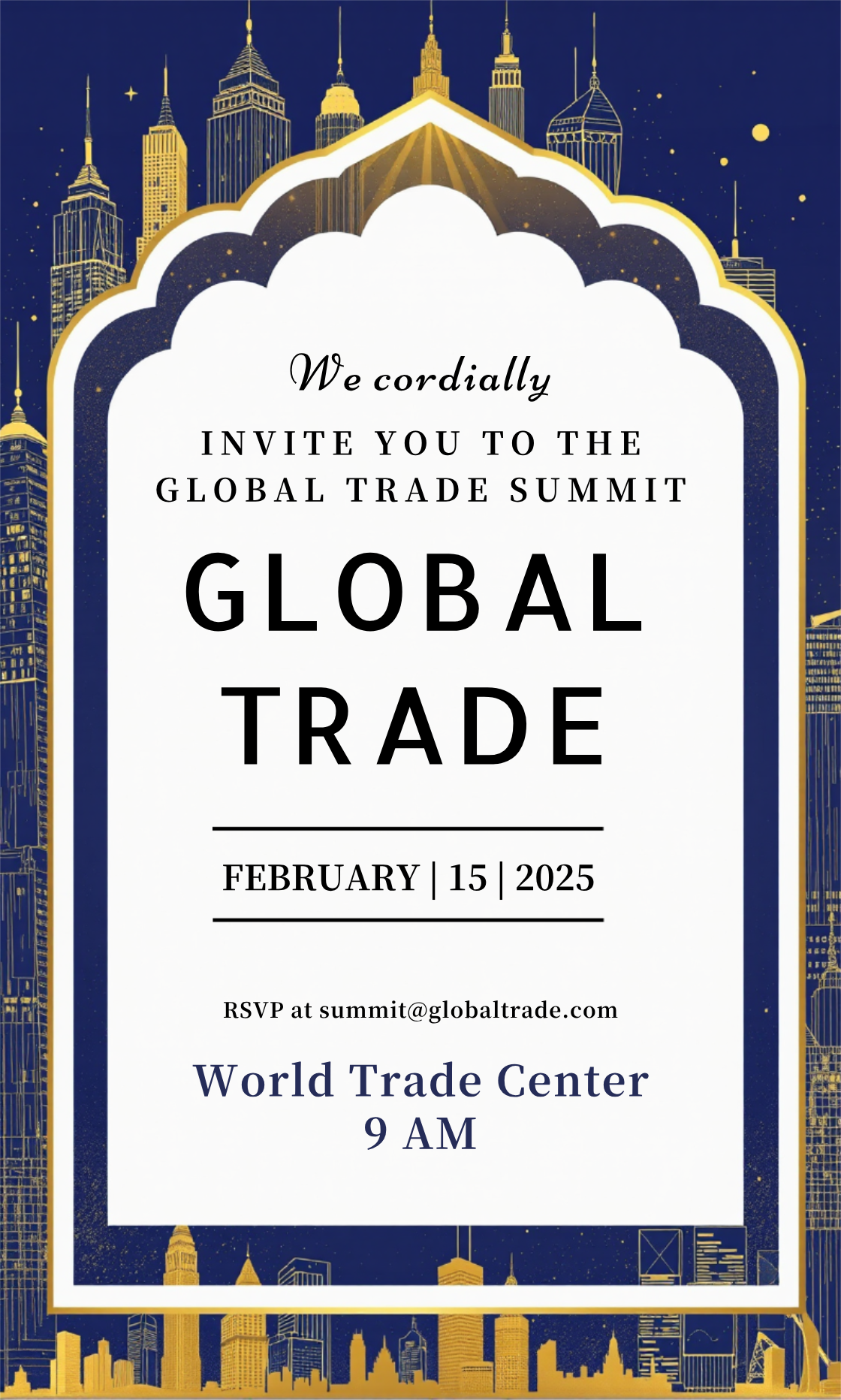 Global Trade Negotiation Strategies Summit Invitation Template - AI ...