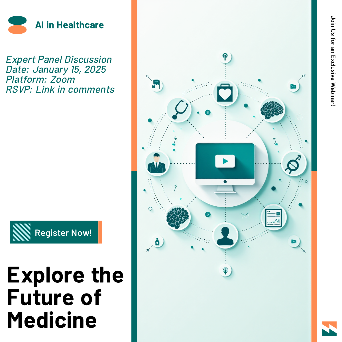 AI Healthcare Zoom Webinar LinkedIn Post Template - AI Designs by ...