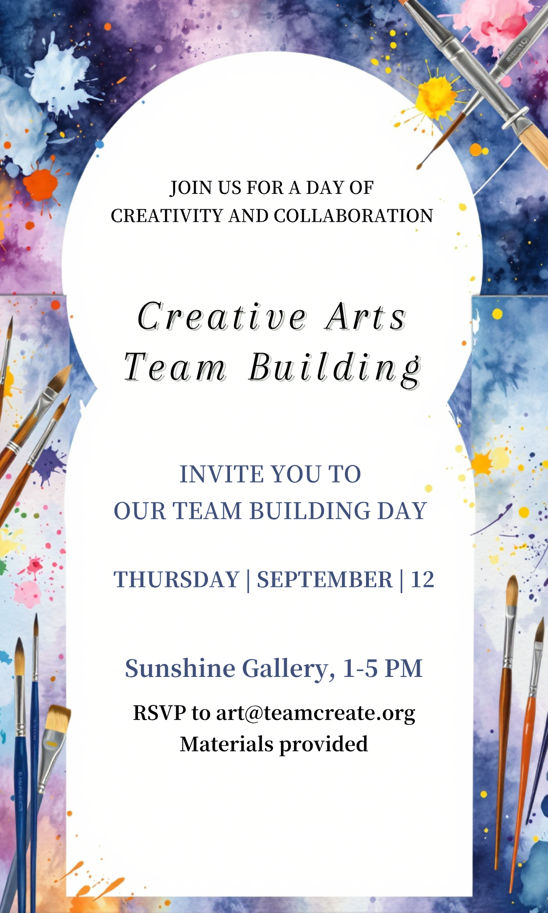 Creative Arts Team Building Experience Invitation Template - AI Designs ...