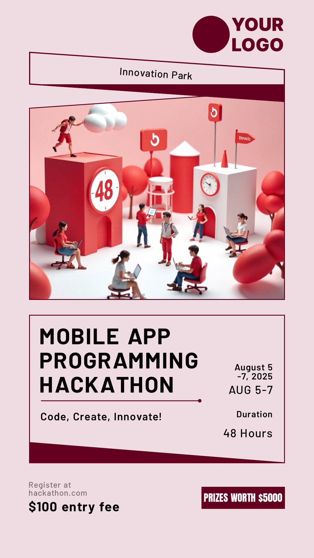 Mobile App Programming Hackathon Poster Template - AI Designs by MolyPix.AI