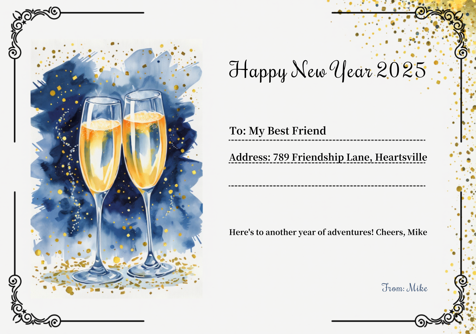 New Year Wishes 2025 Postcard Template - AI Designs by MolyPix.AI