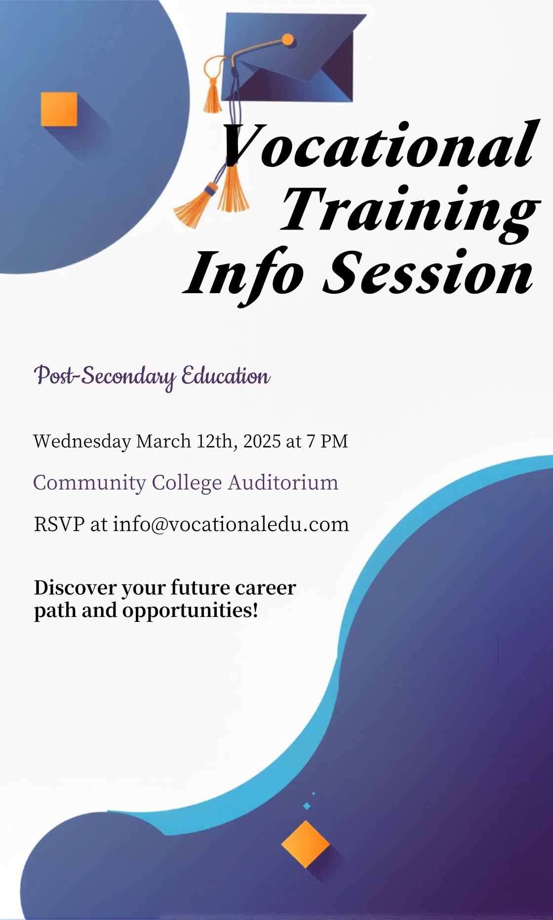 Post Secondary Vocational Training Information Session Invitation