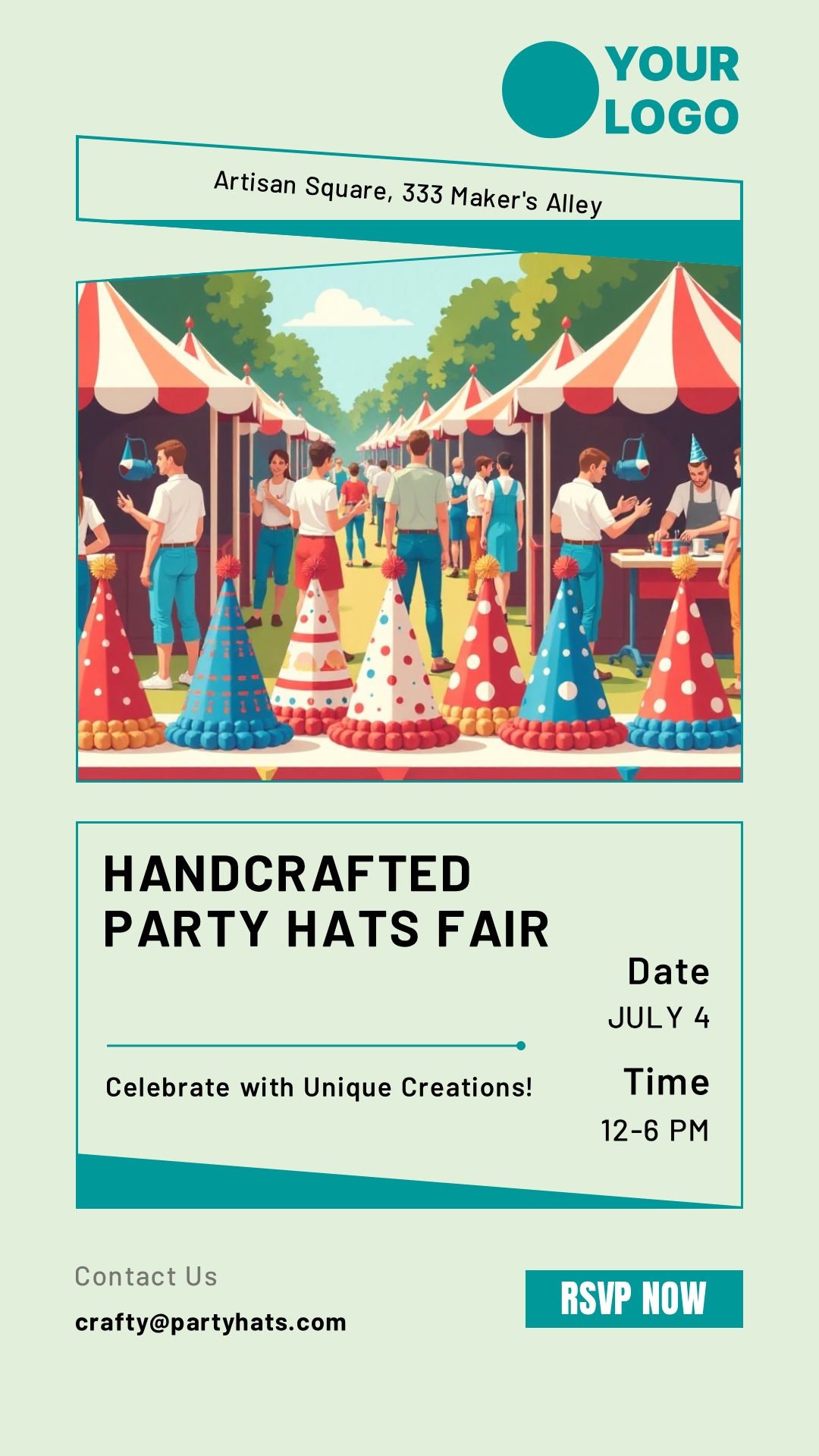 Handcrafted Party Hats Fair Poster Template - AI Designs by MolyPix.AI