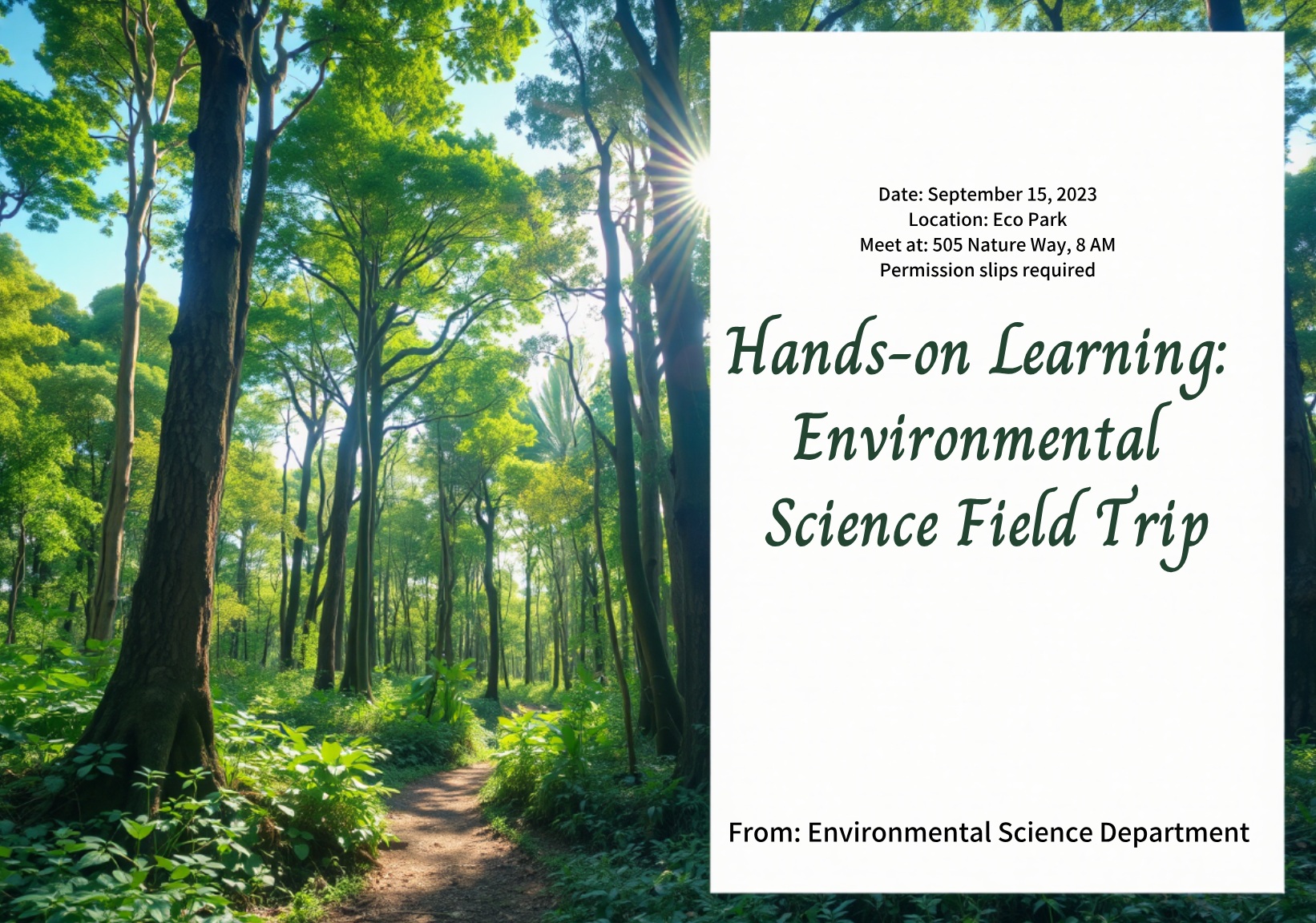 Hands-on Learning Environmental Science Postcard Template - AI Designs ...