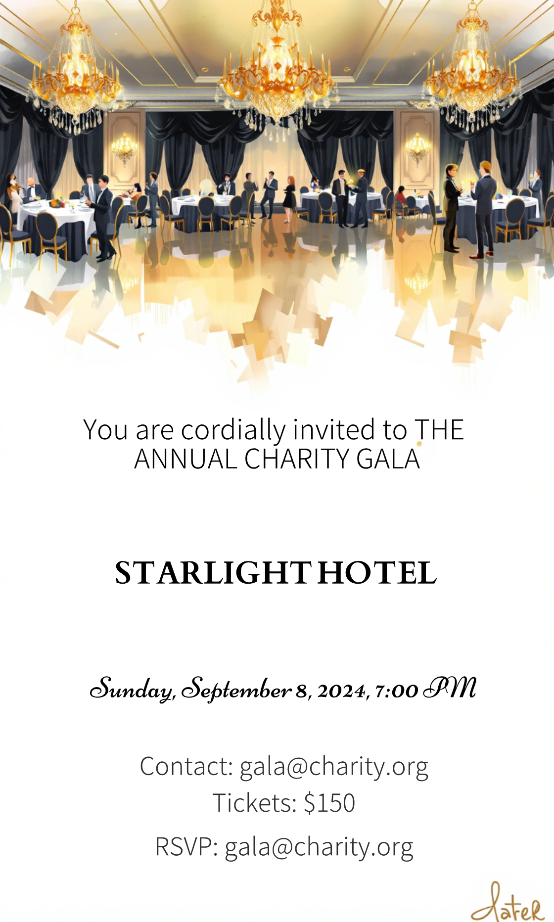 Annual Charity Gala Event Promotion Messages Invitation Template - AI ...
