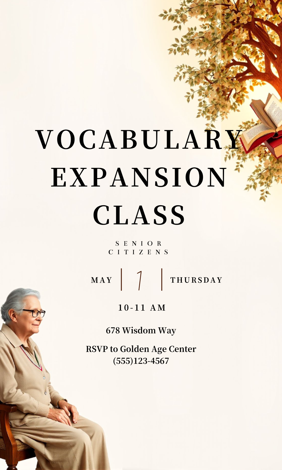 Senior Citizens' Vocabulary Expansion Class Invitation Template - AI ...