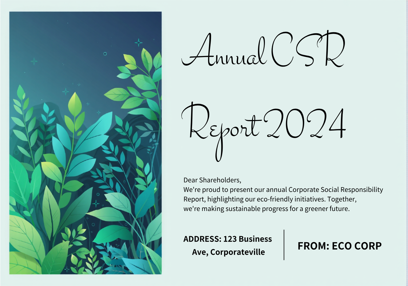 Green and Blue Flat Illustration Corporate Social Responsibility Report ...