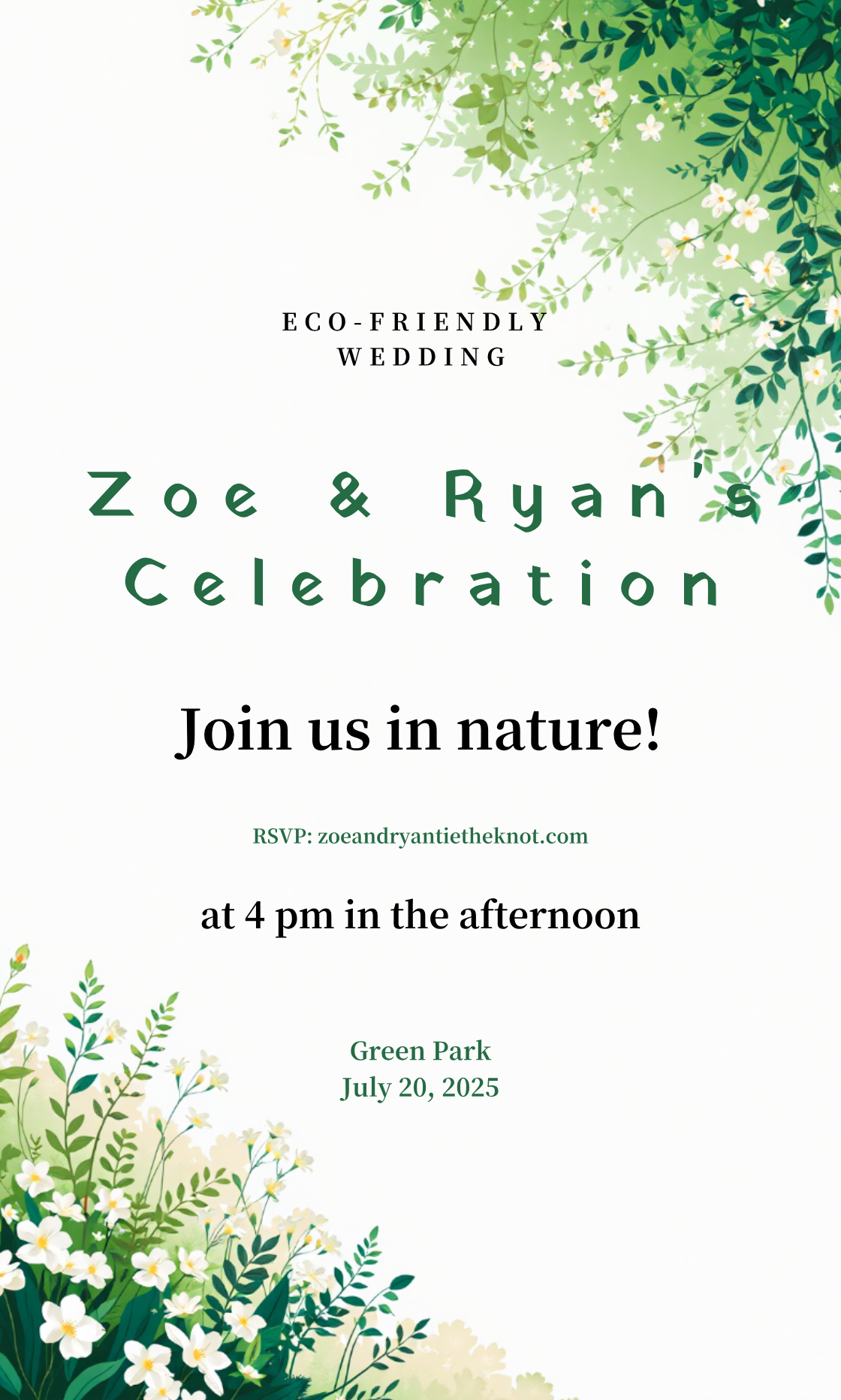 Eco-friendly Wedding Celebration Invitation Template - AI Designs by ...