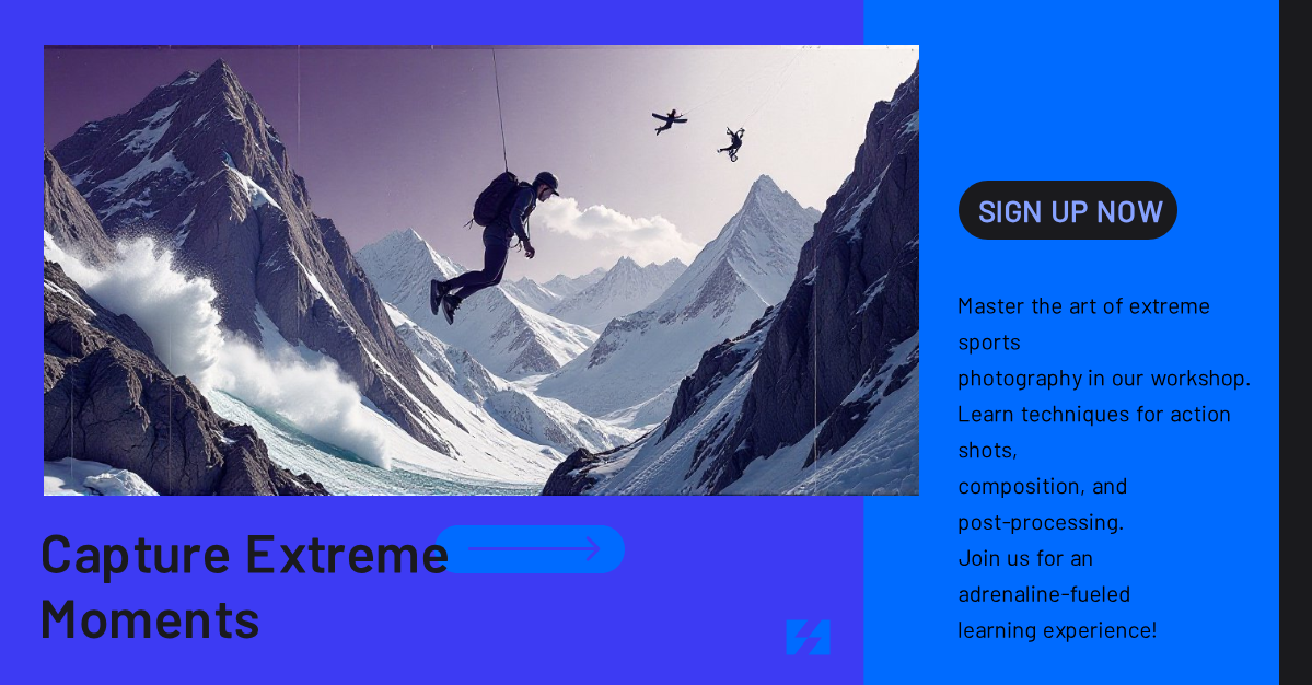 Extreme Sports Photography Workshop LinkedIn Single Image Ad Template ...