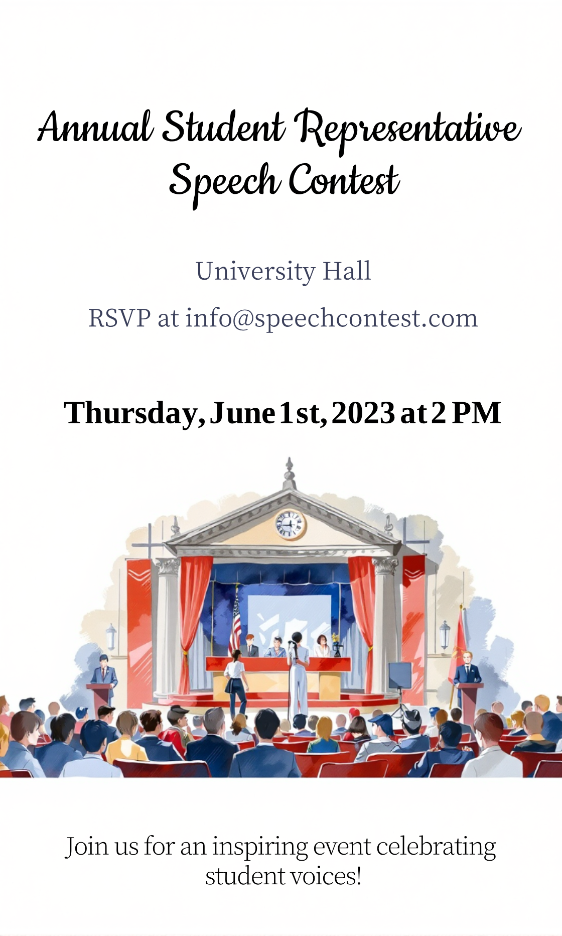 Annual Student Representative Speech Contest Invitation Template - AI ...
