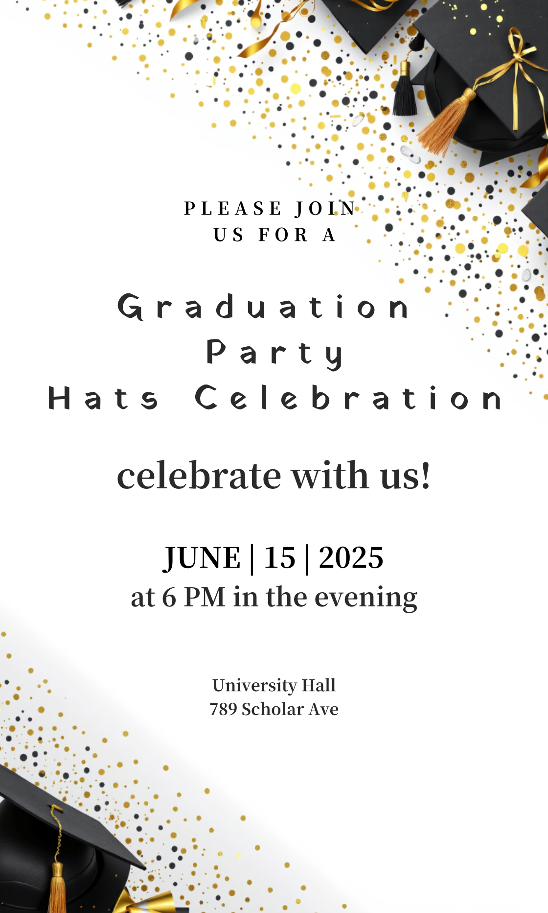 Graduation Party Hats Celebration Invitation Template - AI Designs by ...