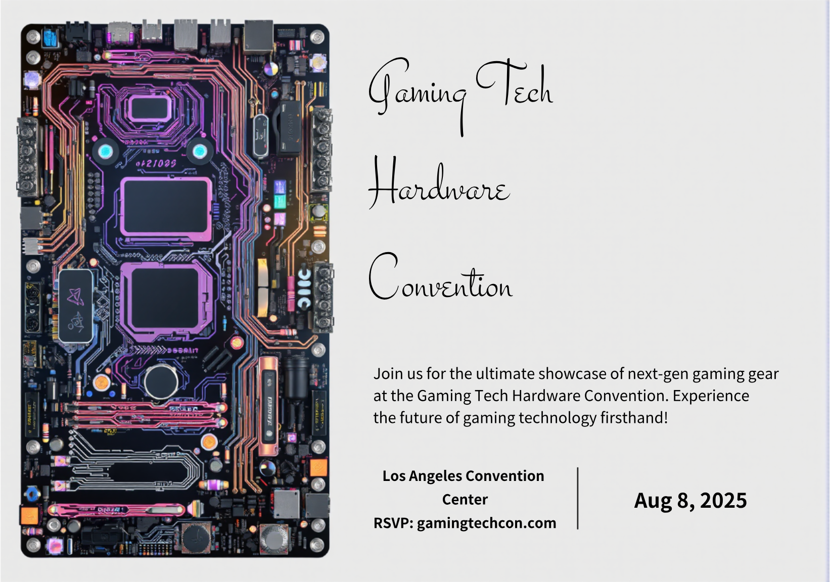 Gaming Tech Hardware Convention Postcard Template - AI Designs by ...