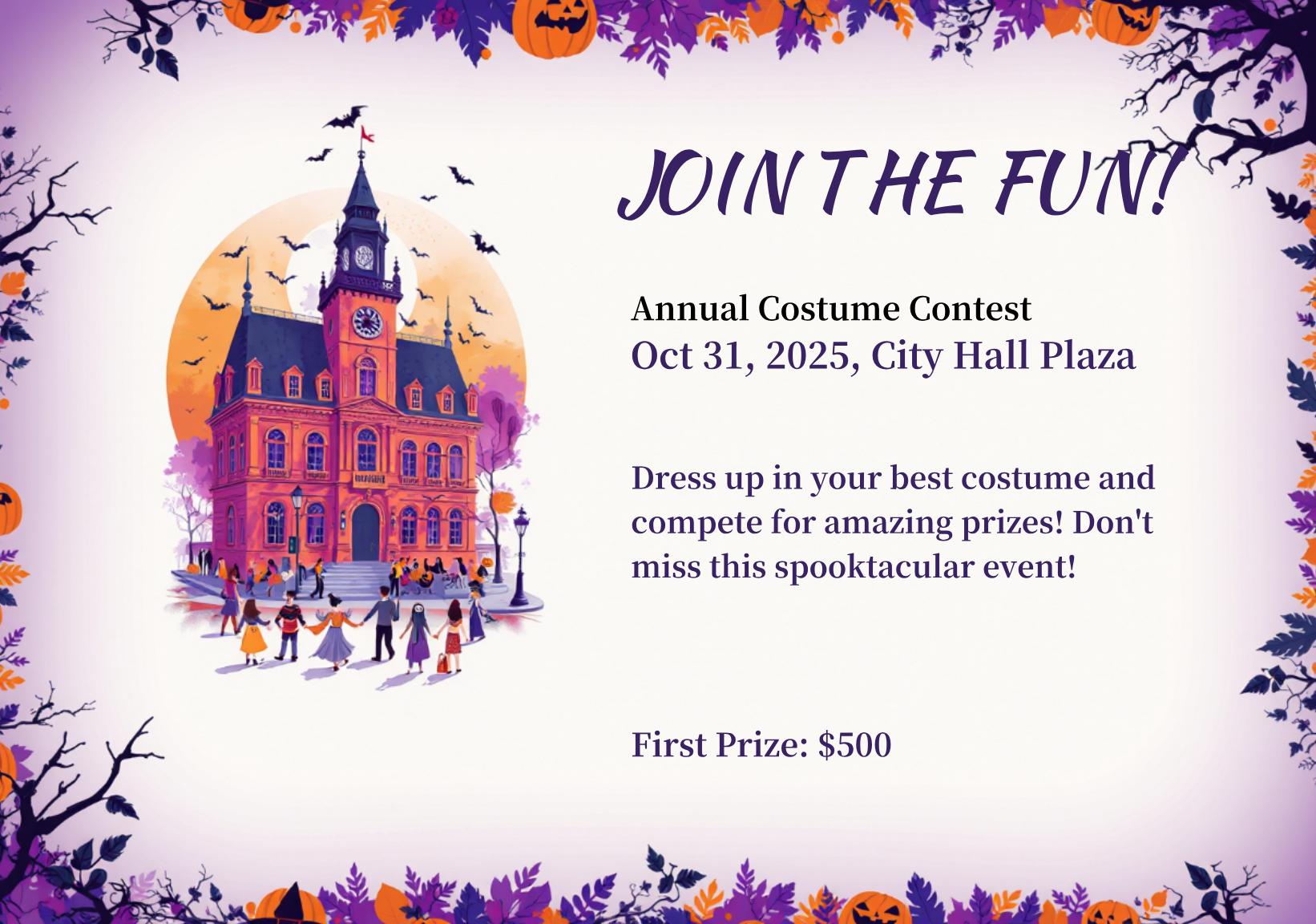 Costume Contest Party Attire Postcard Template - AI Designs by MolyPix.AI
