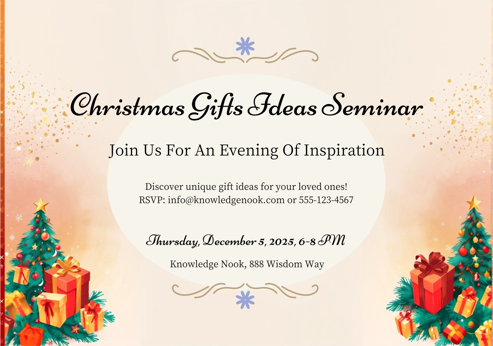 Christmas Gifts Ideas Seminar Postcard Template - AI Designs by MolyPix.AI