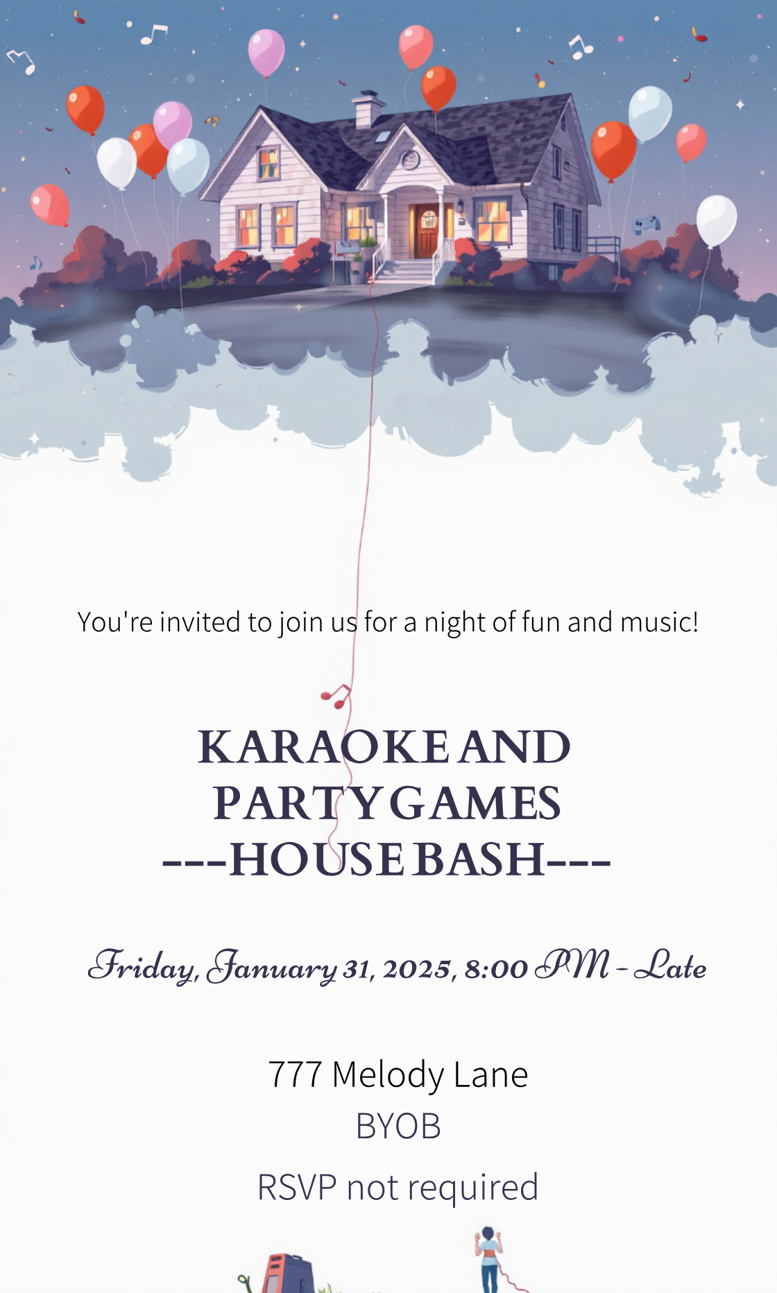Karaoke House Party Game Bash Invitation Template - AI Designs by ...
