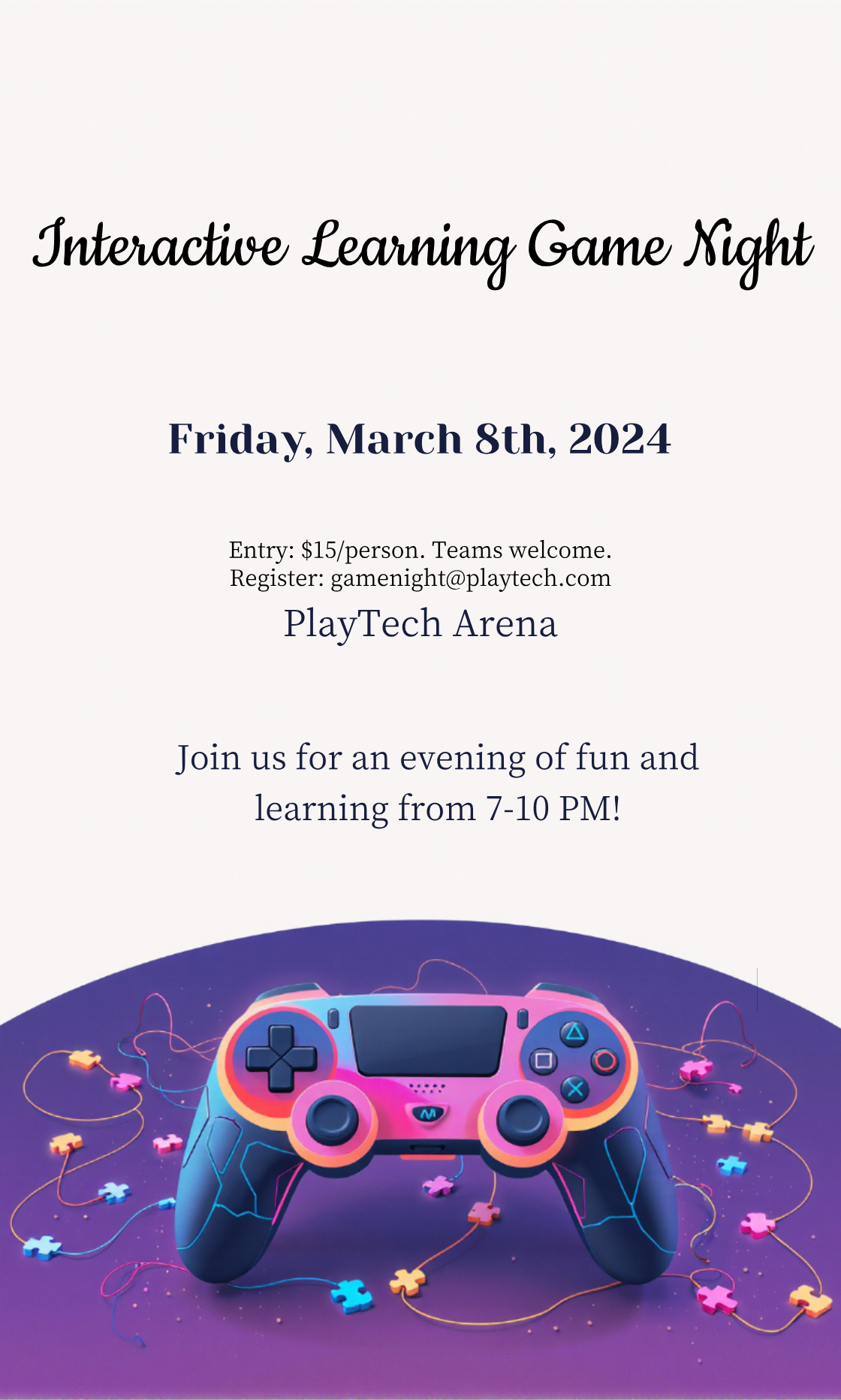 Interactive Learning Game Night Invitation Template - AI Designs by ...