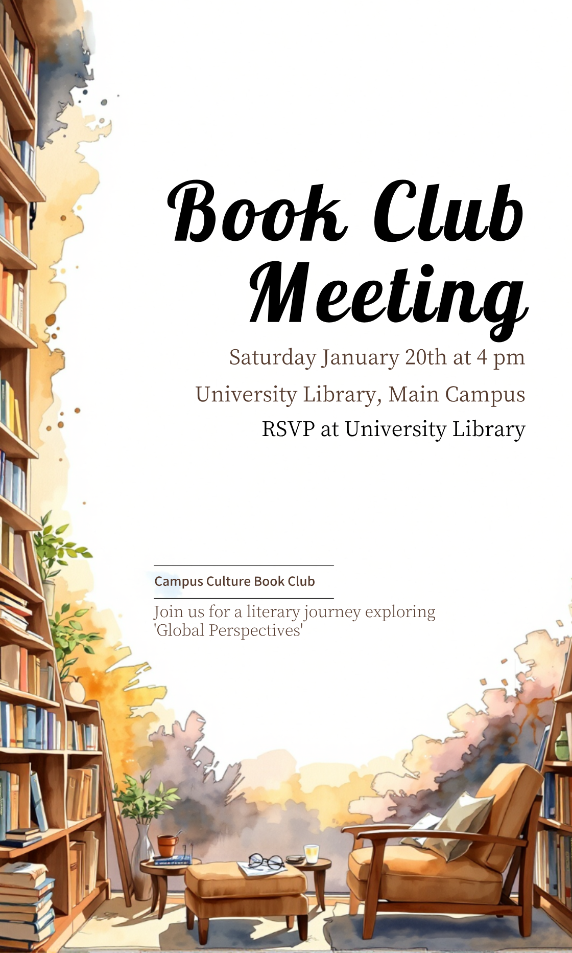 Campus Culture Book Club Invitation Template - AI Designs by MolyPix.AI